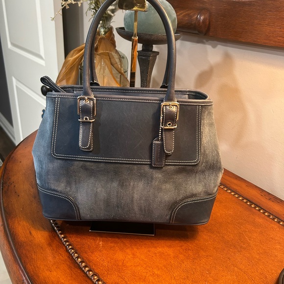 Coach | Bags | Coach Hampton Blue Suede Vintage G4q75626 | Poshmark
